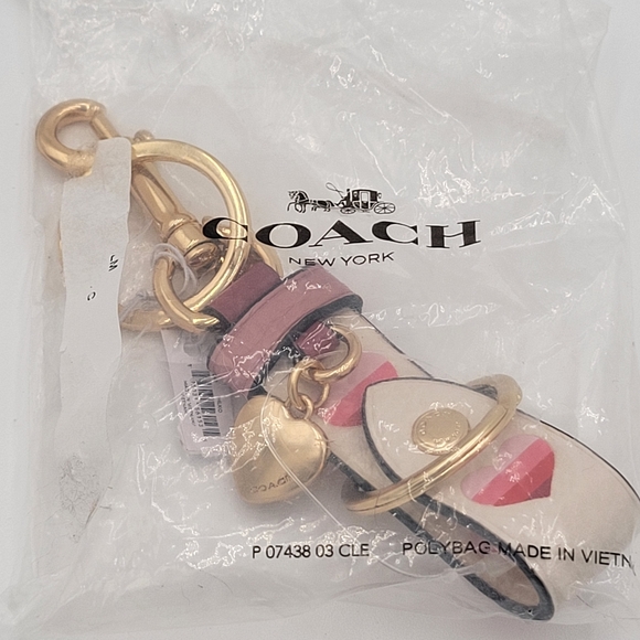 Coach | Accessories | Nwt Coach Trigger Snap Bag Charm Stripe Heart Key ...